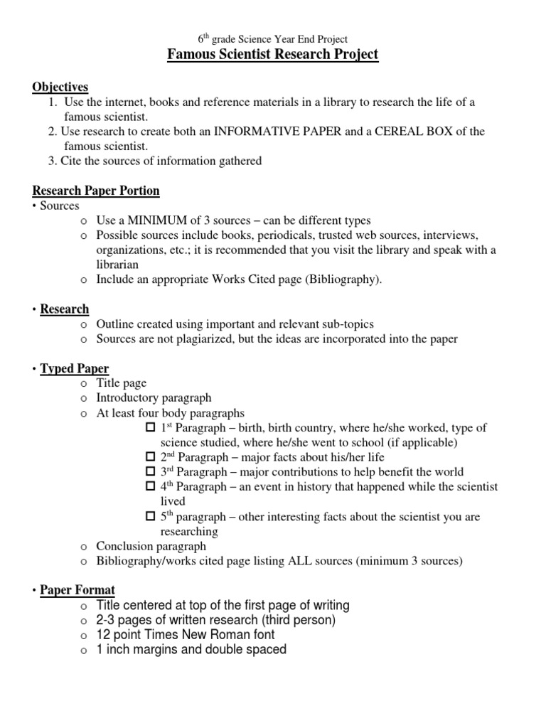 Scientist Cereal Box Project | PDF | Scientist | Paragraph