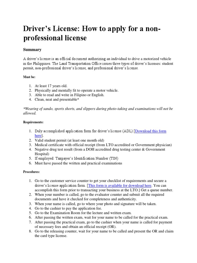 Drivers License Process | PDF | Driver's License | Fee