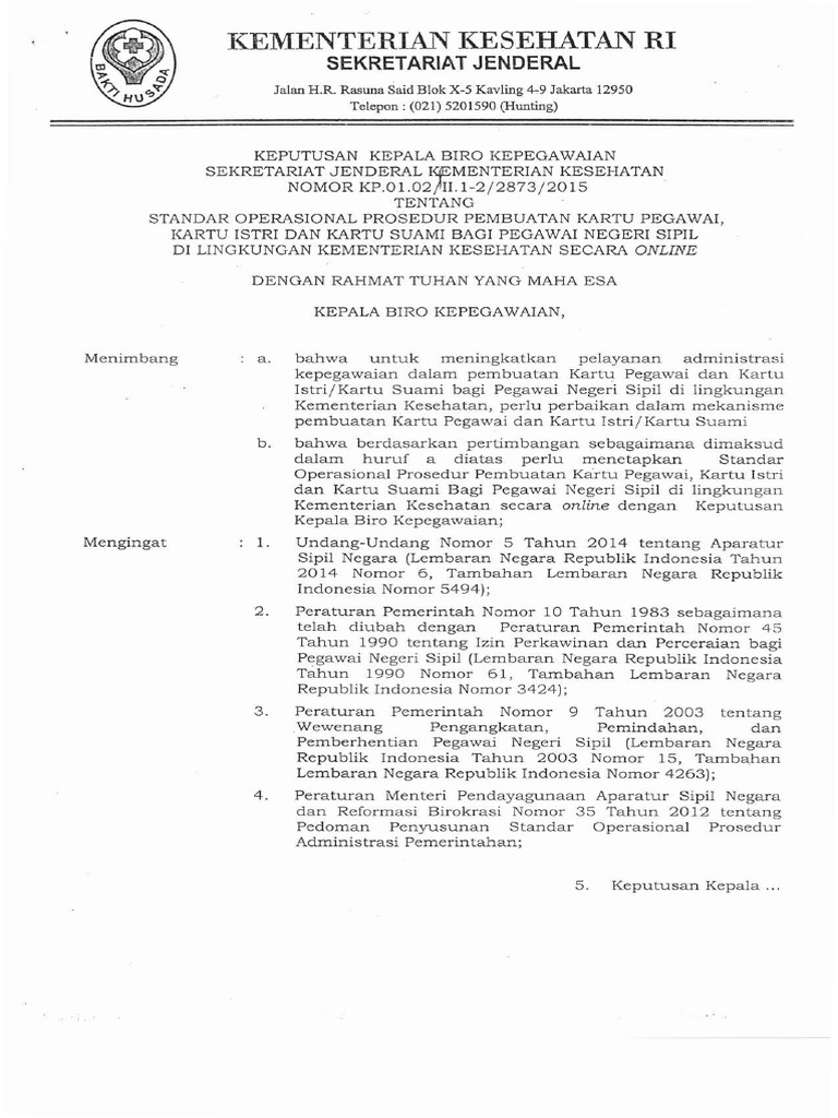 SOP Pembuatan Karpeg PDF | PDF