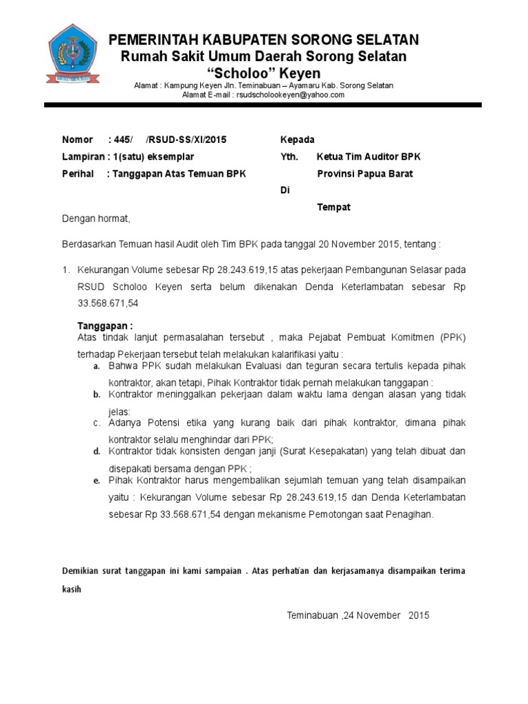 Tanggapan Temuan BPKP Atas Temuan Selasar | PDF