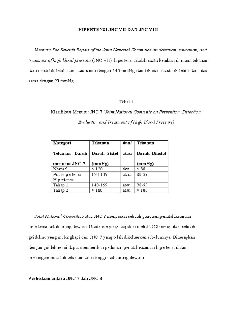 Hipertensi JNC Vii Dan JNC Viii | PDF
