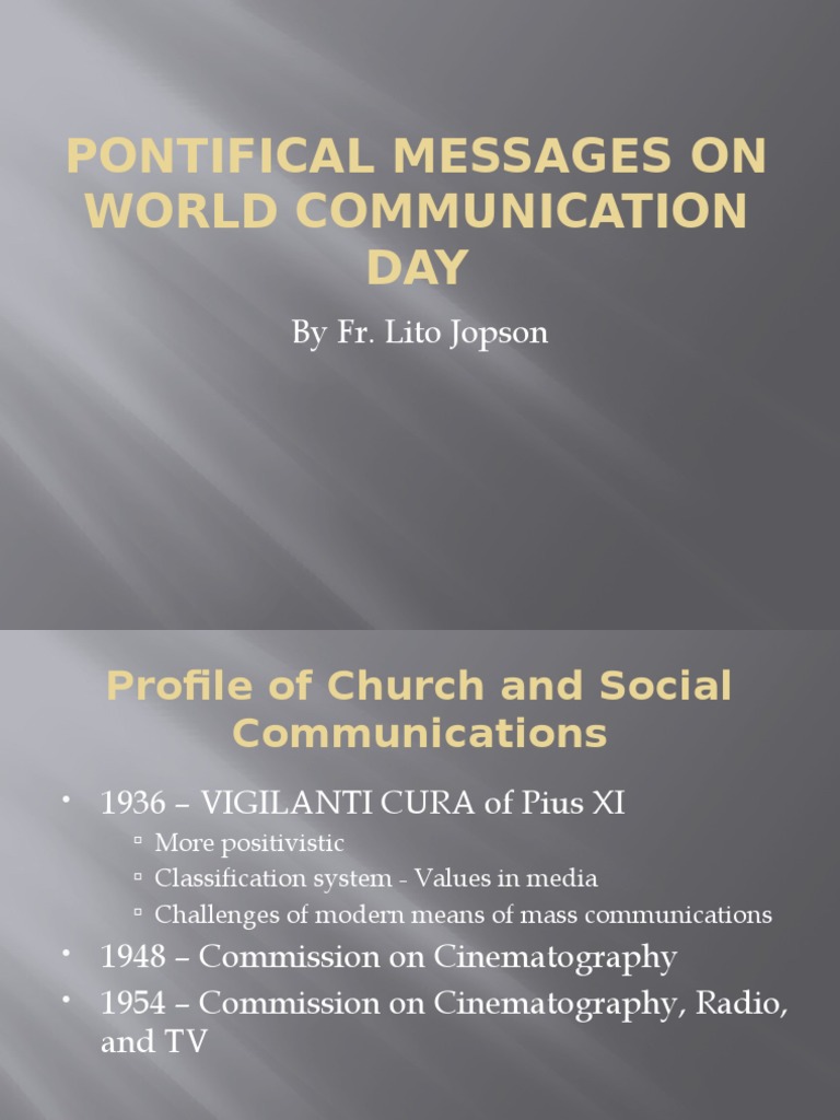 The Popes and Their World Communications Day Messages | Download Free ...