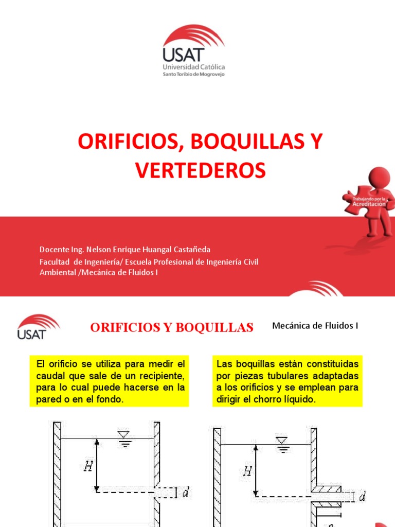 Mecanica de Fluidosi-Orificios Boquillas y Vertederos | PDF | Descarga (hidrología) | Ingeniería