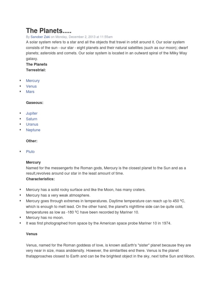 The Planets Terrestrial | PDF | Neptune | Jupiter