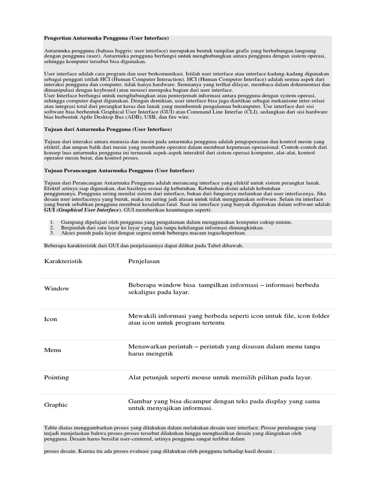 Pengertian Antarmuka Pengguna | PDF