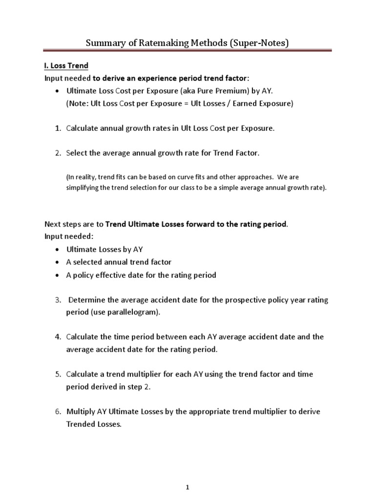 Ratemaking & Reserving - SuperNotes | PDF | Insurance | Profit (Accounting)