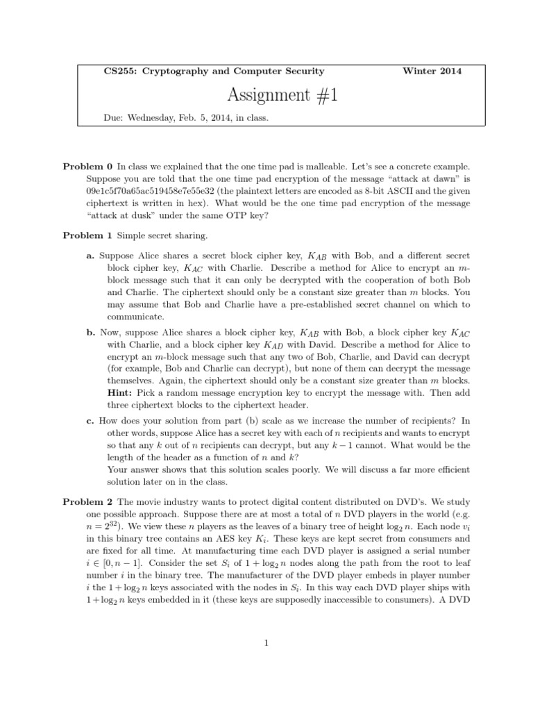 Assignment #1: AB AC | PDF | Cryptography | Cipher