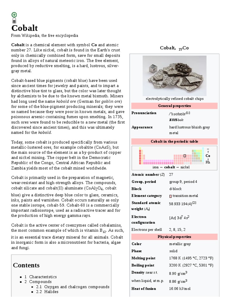 Cobalt | PDF | Cobalt | Coordination Complex