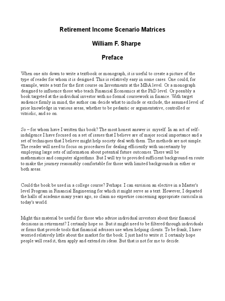 Sharpe - Retirement Income Scenario Matrices | PDF | Matlab | Matrix ...