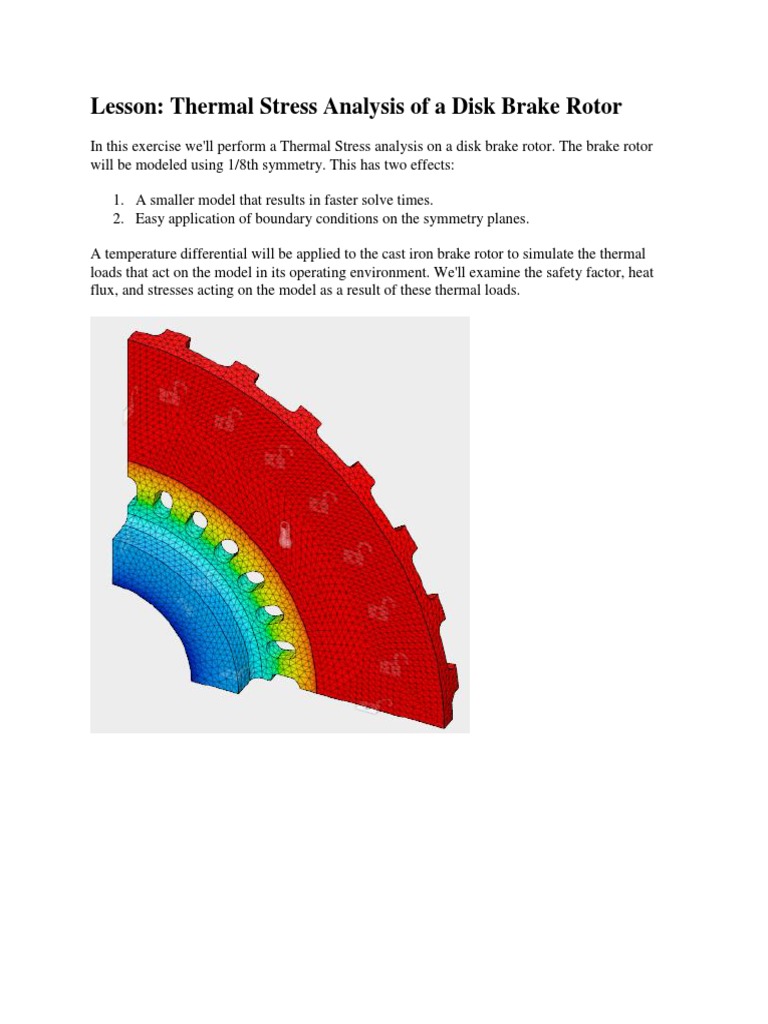 Lesson: Thermal Stress Analysis of A Disk Brake Rotor | PDF | Stress ...
