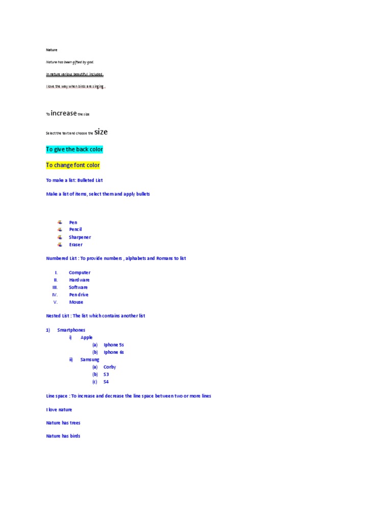 Exploring Nature and List Formatting | PDF
