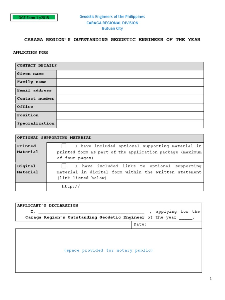 Caraga Region Geodetic Engineer Award Form | PDF | Cyberspace ...