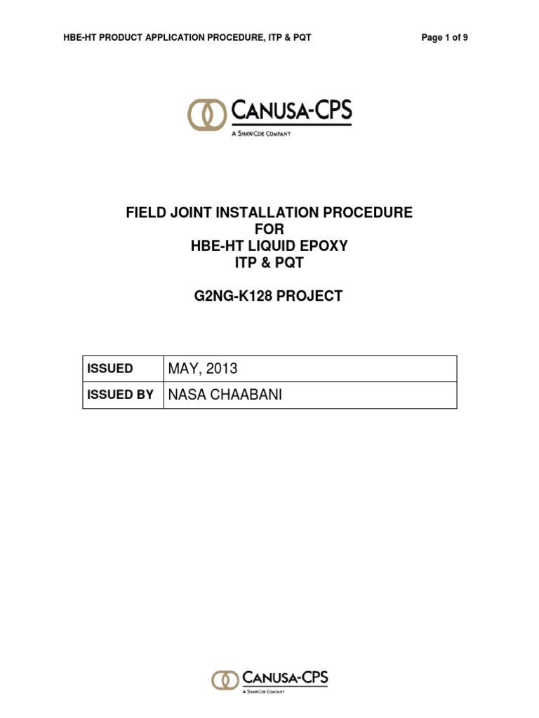 HBE-HT Product Application Procedure With Install Guide and TDS | PDF ...