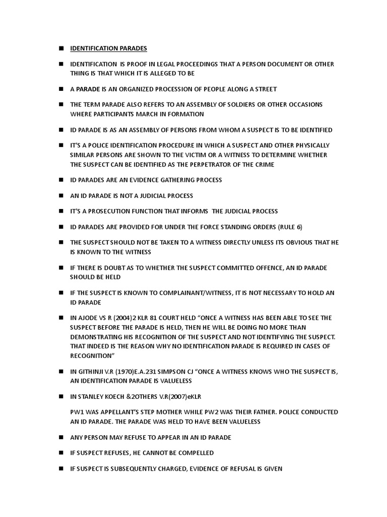 Identification Parades | PDF | Witness | Evidence