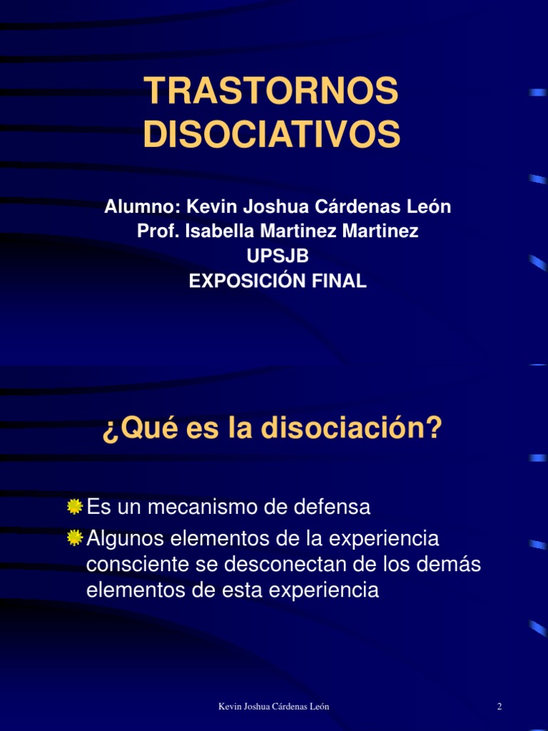 Trastornos Disociativos | PDF | Disociación (psicología) | Trauma ...