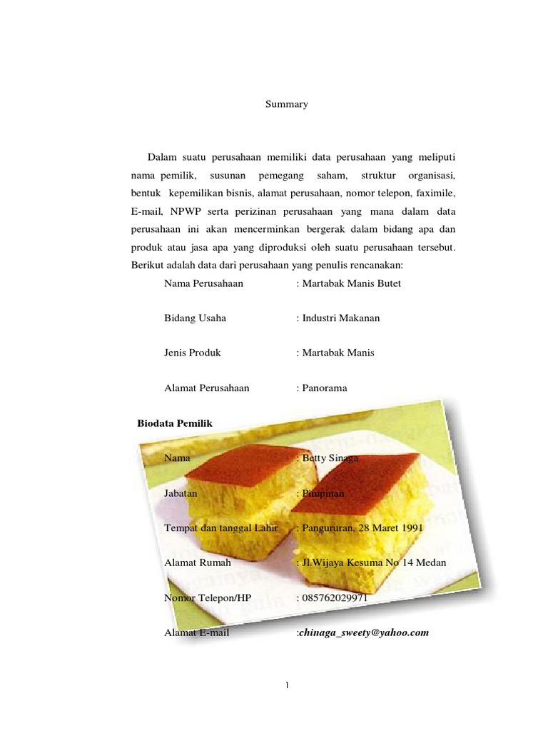 Usaha Martabak Manis Butet | PDF | Bisnis | Ilmu Sosial