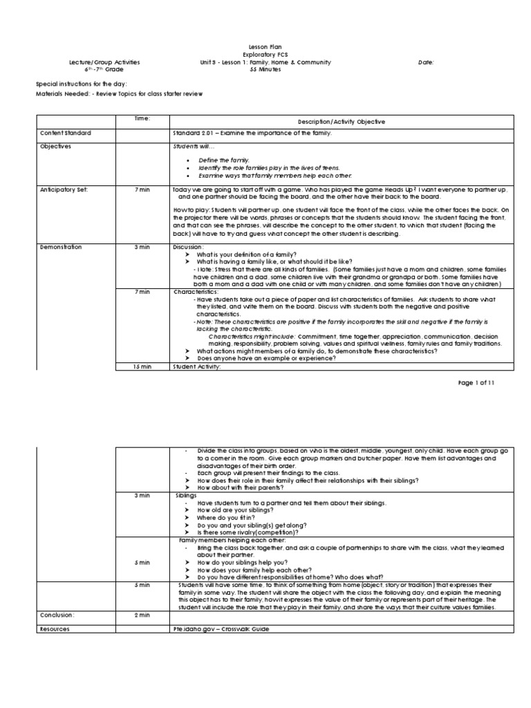 lesson plan -1 | Nonverbal Communication | Sibling