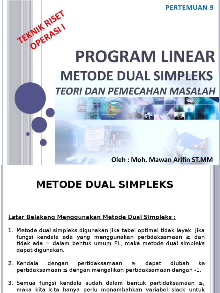 Teknik Riset Operasi I Dual Simpleks - Pertemuan 9 | PDF
