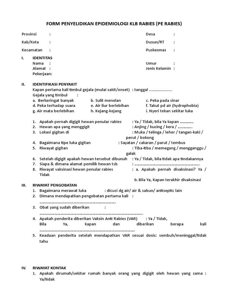 Form Pe KLB Rabies | PDF