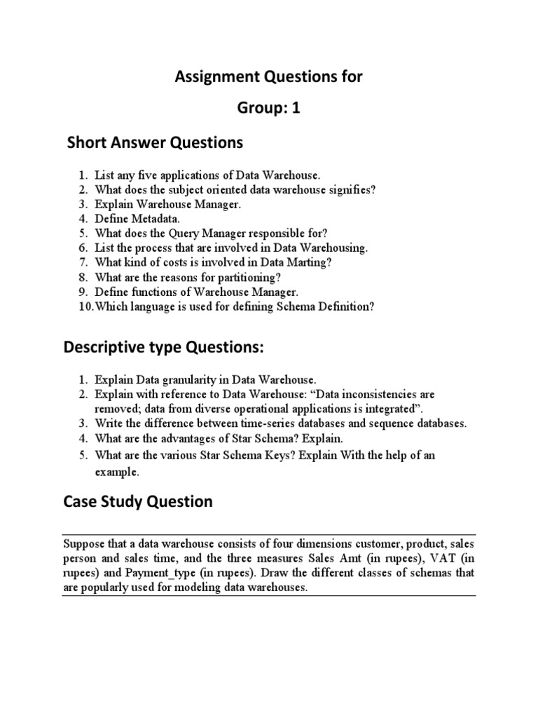 DWH Assignment - Group 3 | PDF | Data Warehouse | Computer Data