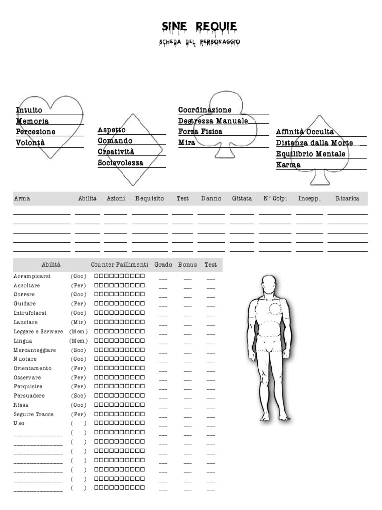 Scheda PG - Light - Sine Requie PDF | PDF