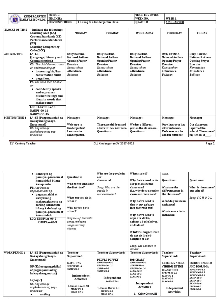 Kinder-dll Week 1 | Shape | Classroom