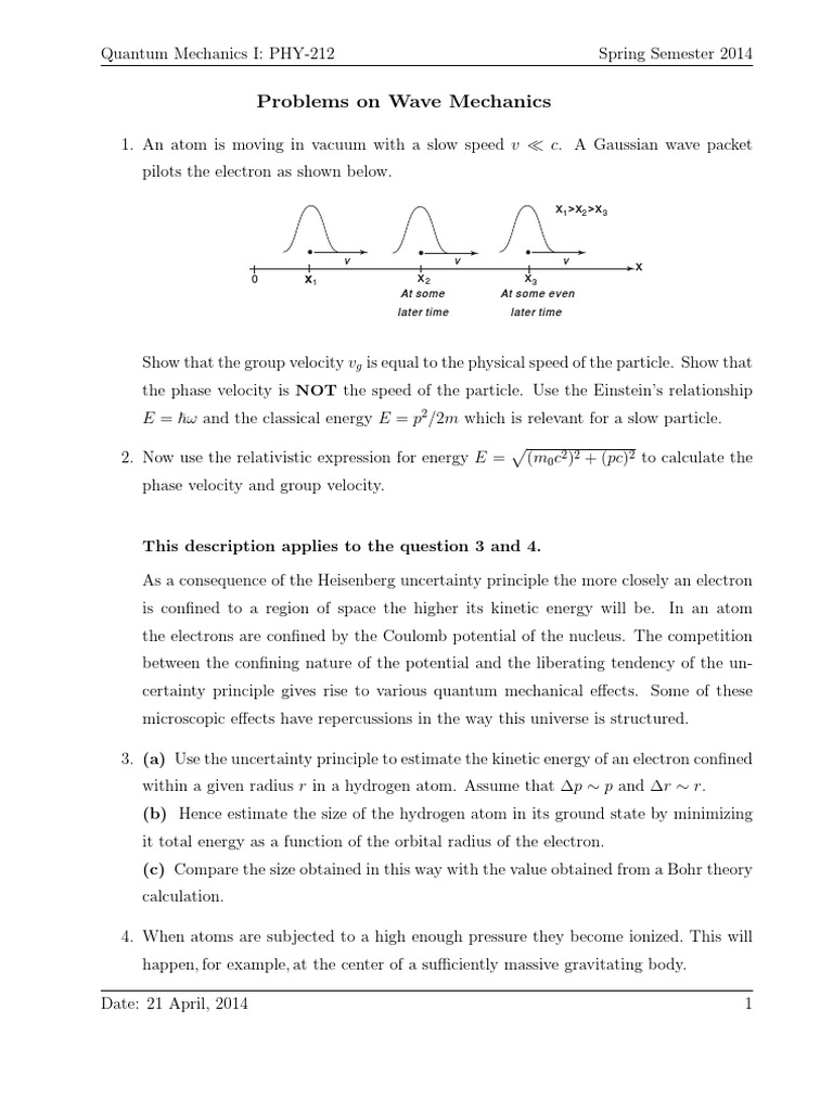 Wave Mech Prob | PDF | Wave Function | Electron