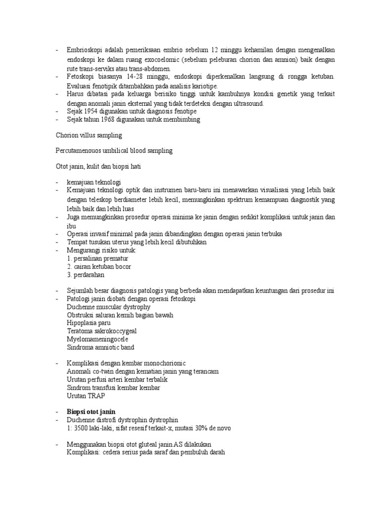 Embrioskopi dan Fetoskopi: Diagnostik Janin | PDF