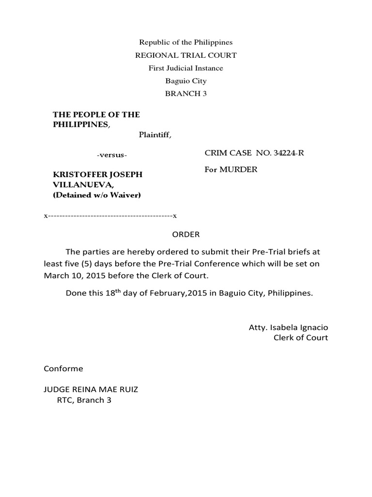 Republic of The Philippines Regional Trial Court First Judicial ...