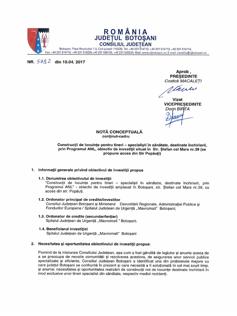 Nota Conceptuala Si Tema de Proiectare ANL | PDF