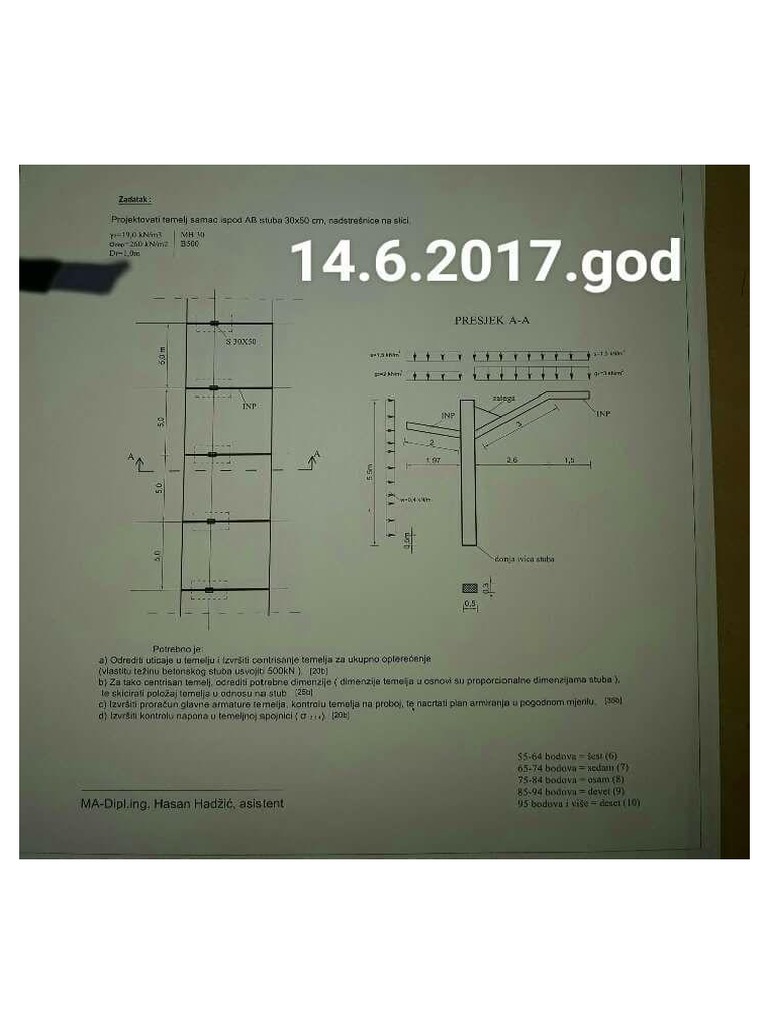 Proracun I Dimenzioniranje Temelja Samca | PDF