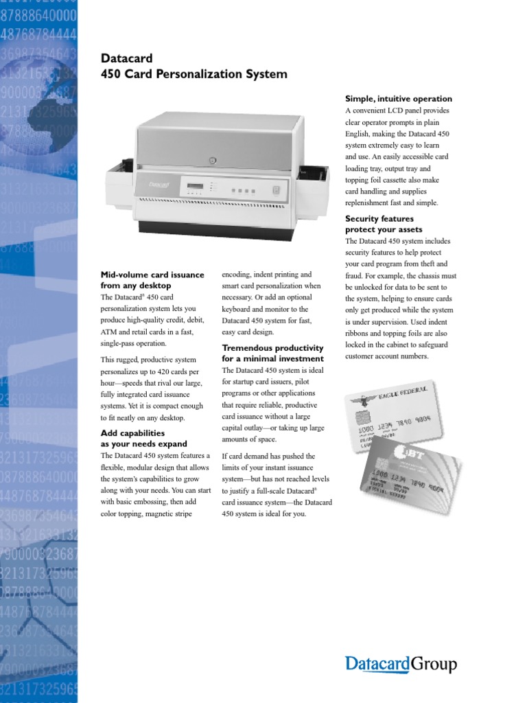 Datacard 450 Card Personalization System: Simple, Intuitive Operation ...
