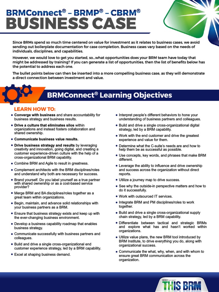 BRMConnect BRMP CBRM Business Case | PDF | Business Value | Strategic ...
