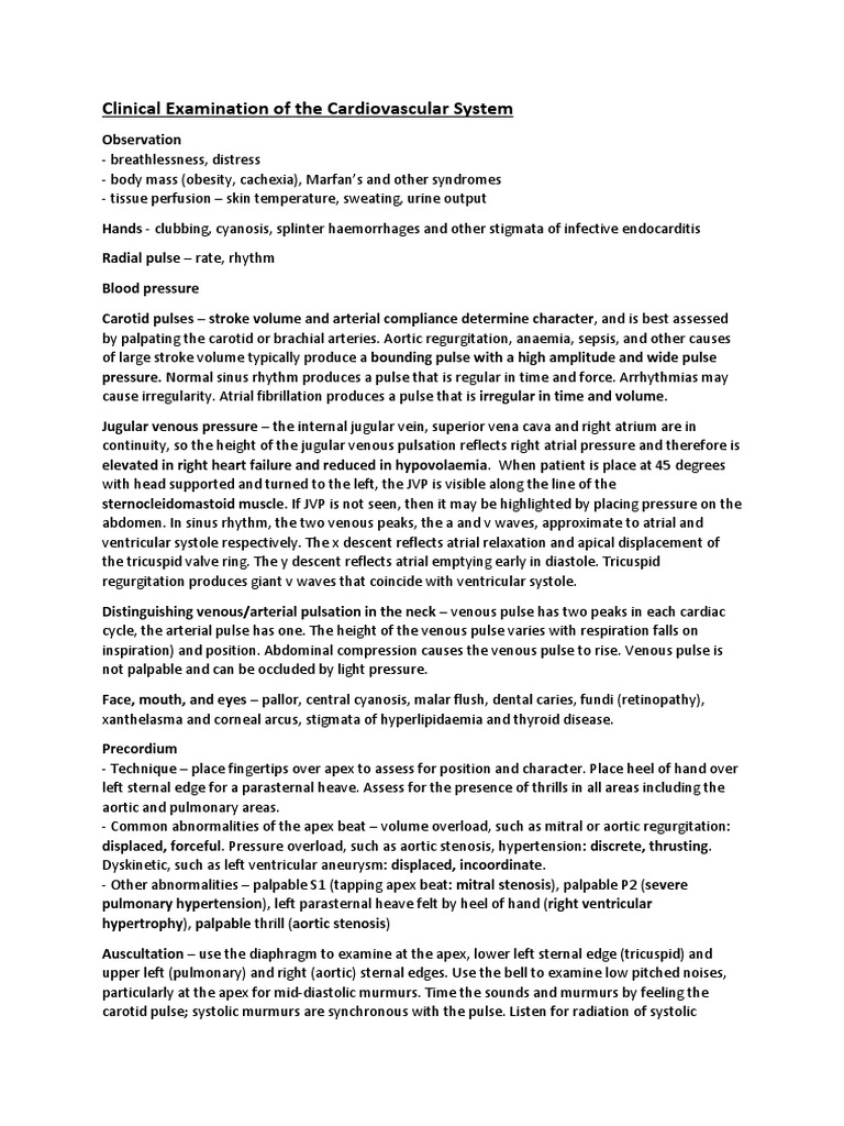 Clinical Examination of The Cardiovascular System | PDF | Atrium (Heart ...