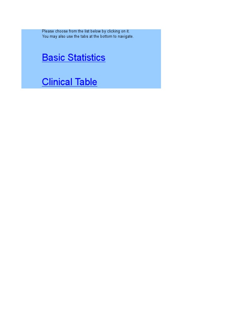 Basic Statistics Clinical Table | PDF | Sensitivity And Specificity ...