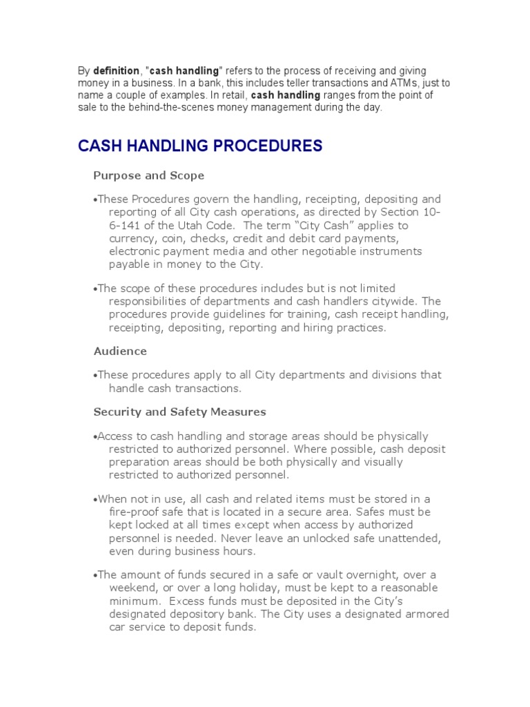 Banking Cash Handling | PDF | Cheque | Credit Card