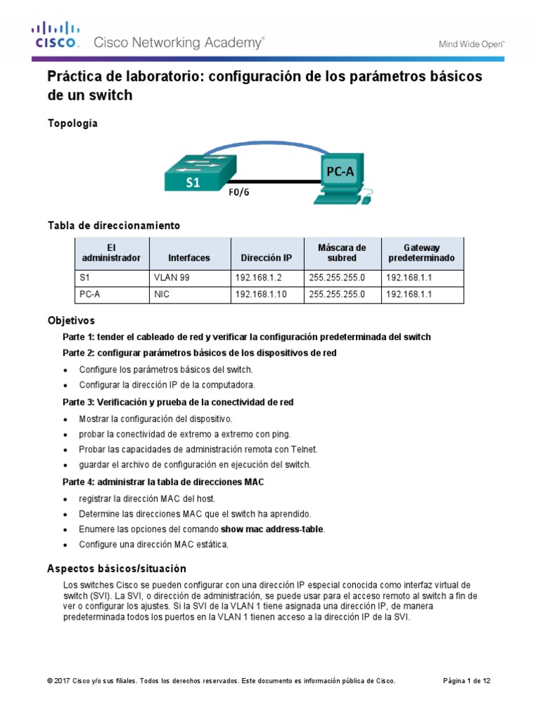 5.1.1.6 Lab - Configuring Basic Switch Settings | PDF | Dirección IP ... 5.1.1.6 Lab - Configuring Basic Switch Settings | PDF | Dirección IP ...