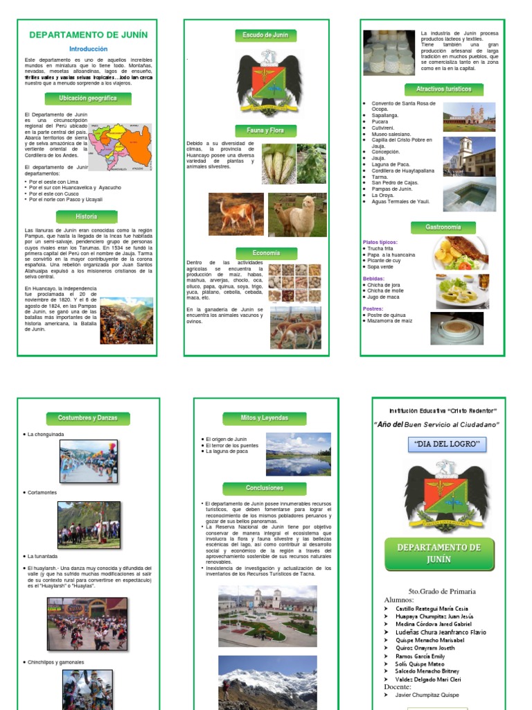 Triptico Departamento de Junin II | PDF | Comida y bebida | Alimentos