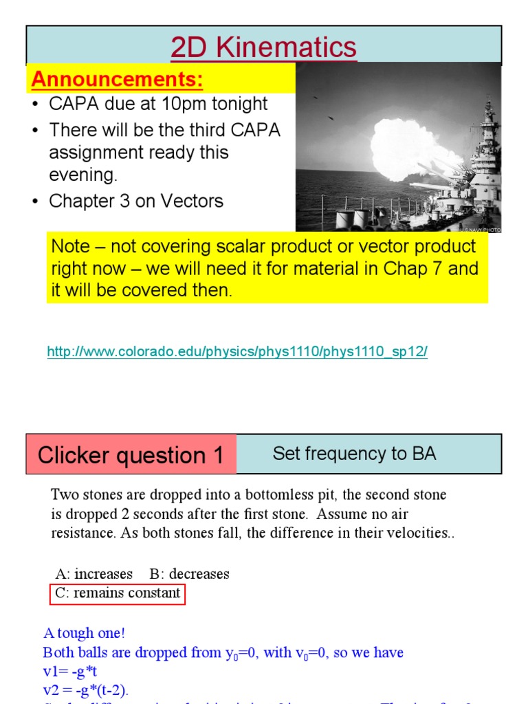 2D Kinematics: Announcements | PDF | Acceleration | Euclidean Vector