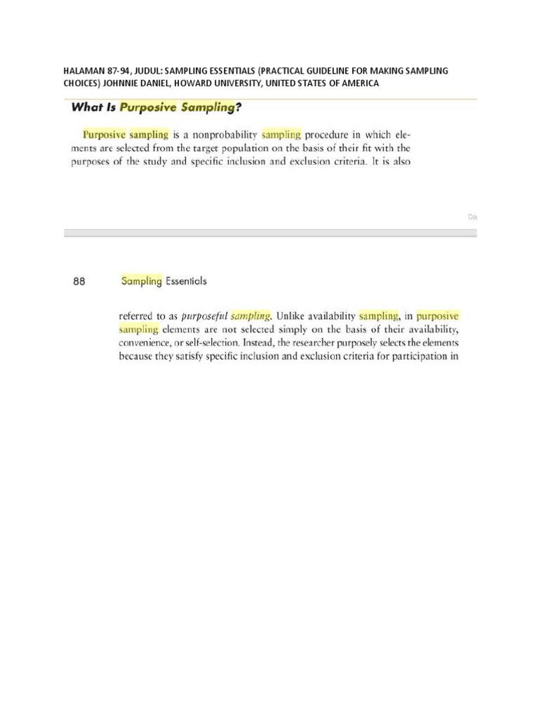 Purposive Sampling | PDF | Career & Growth