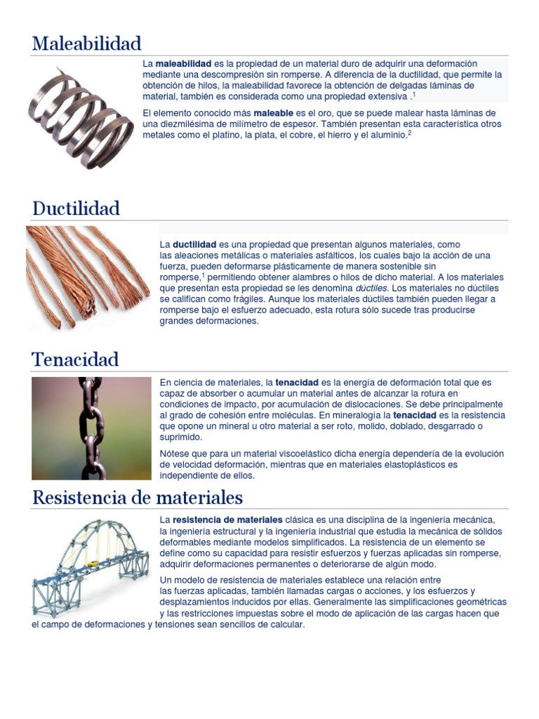 Maleabilidad Ductilidad Resistencia De Materiales