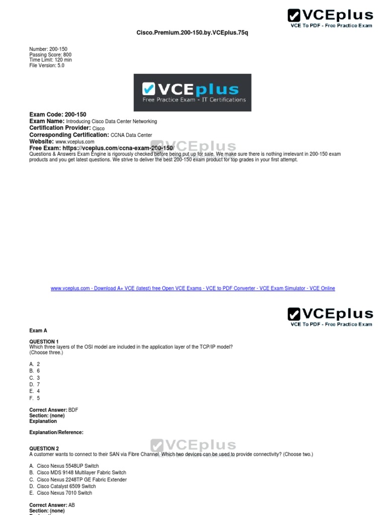 CCNA Data Center 200-150 Exam Guide | PDF | Network Switch | I Pv6