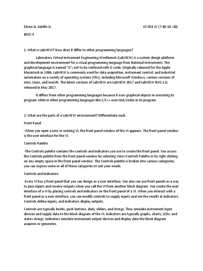 Labview Definition and Familiarization | PDF | Data Type | Boolean Data ...