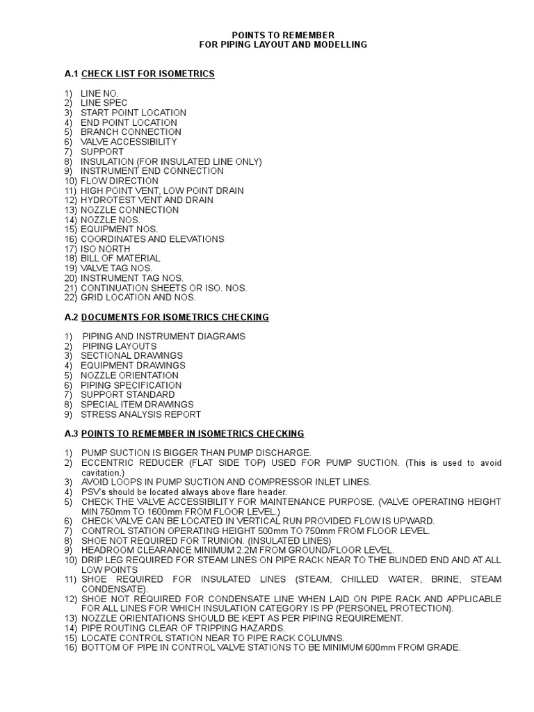 Points To Remember For Piping Layout and Modelling | PDF | Pipe (Fluid ...