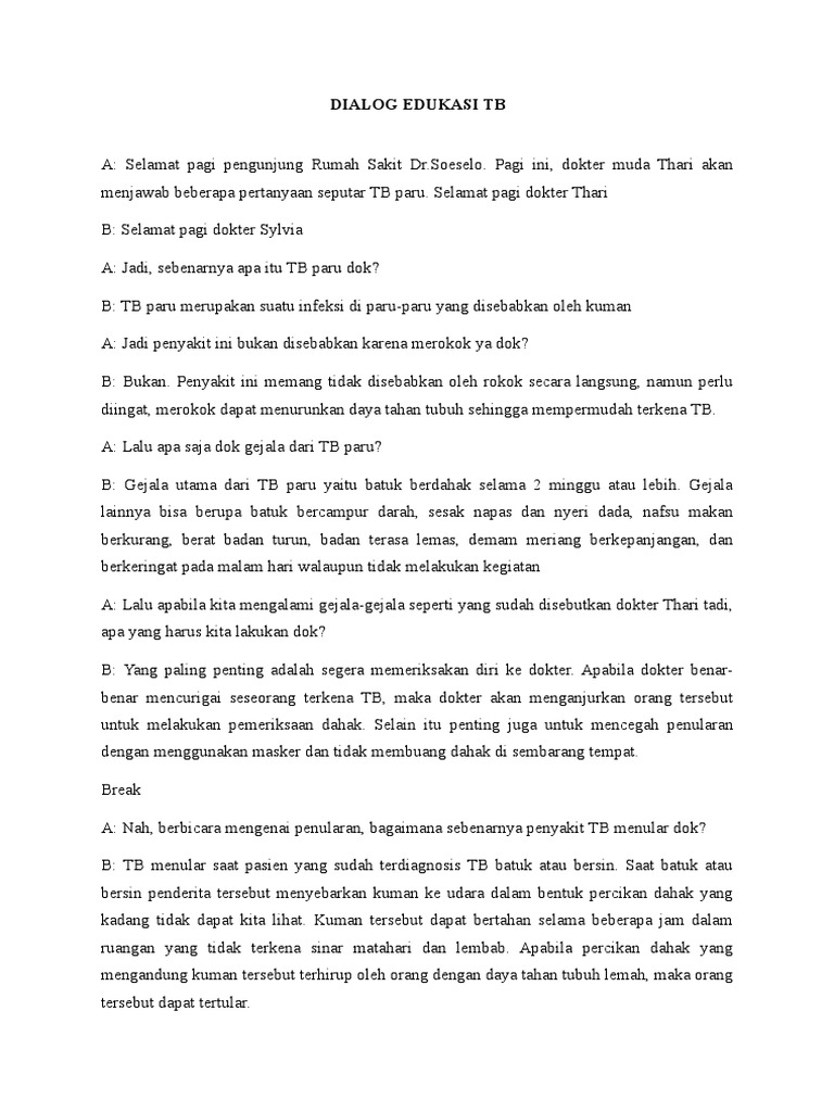 Dialog Edukasi TB | PDF