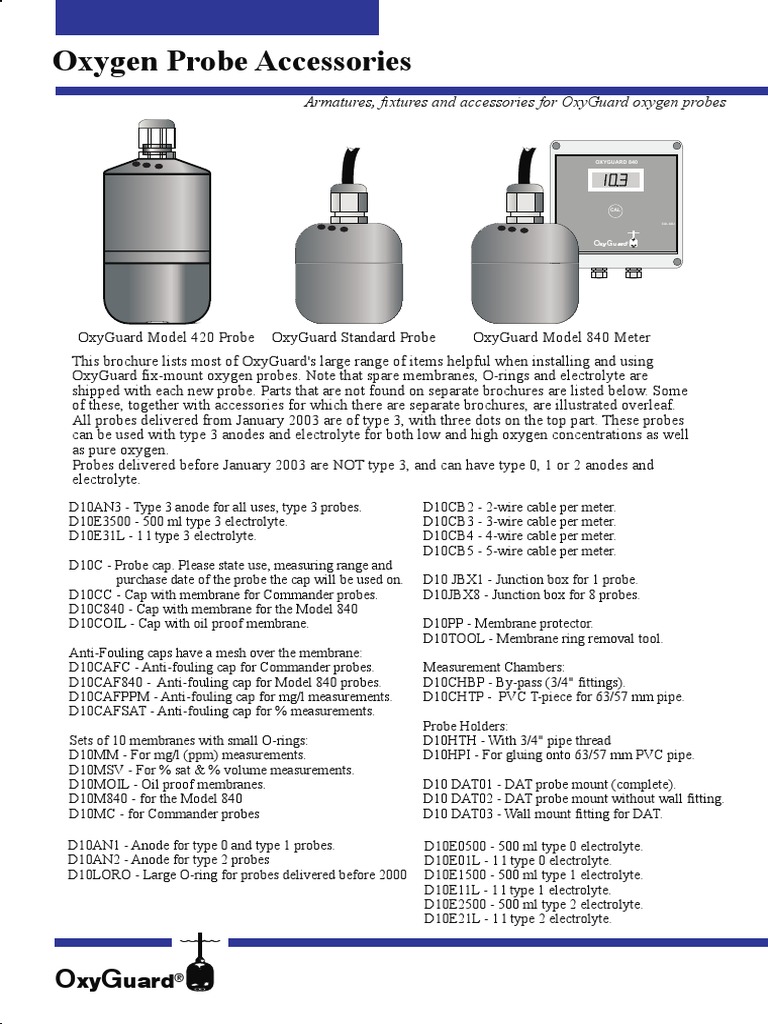 d10 Oxygen Probe Accessories Gb 1104 | Pipe (Fluid Conveyance) | Chemistry