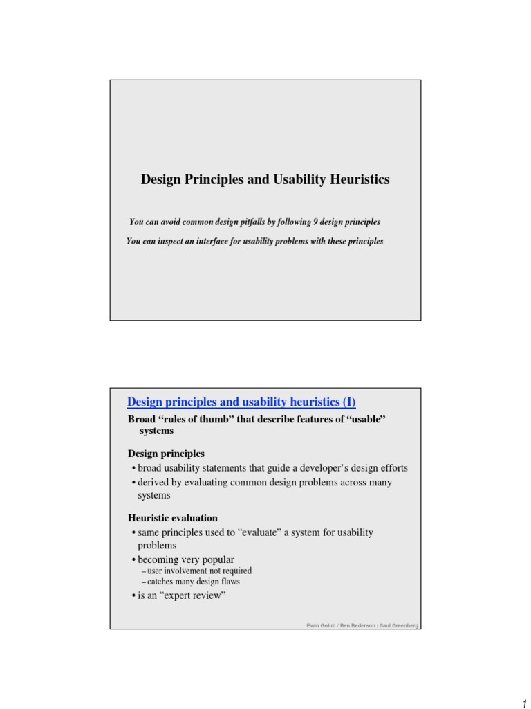 Design Principles and Usability Heuristics (I) | PDF | Usability | Menu ...