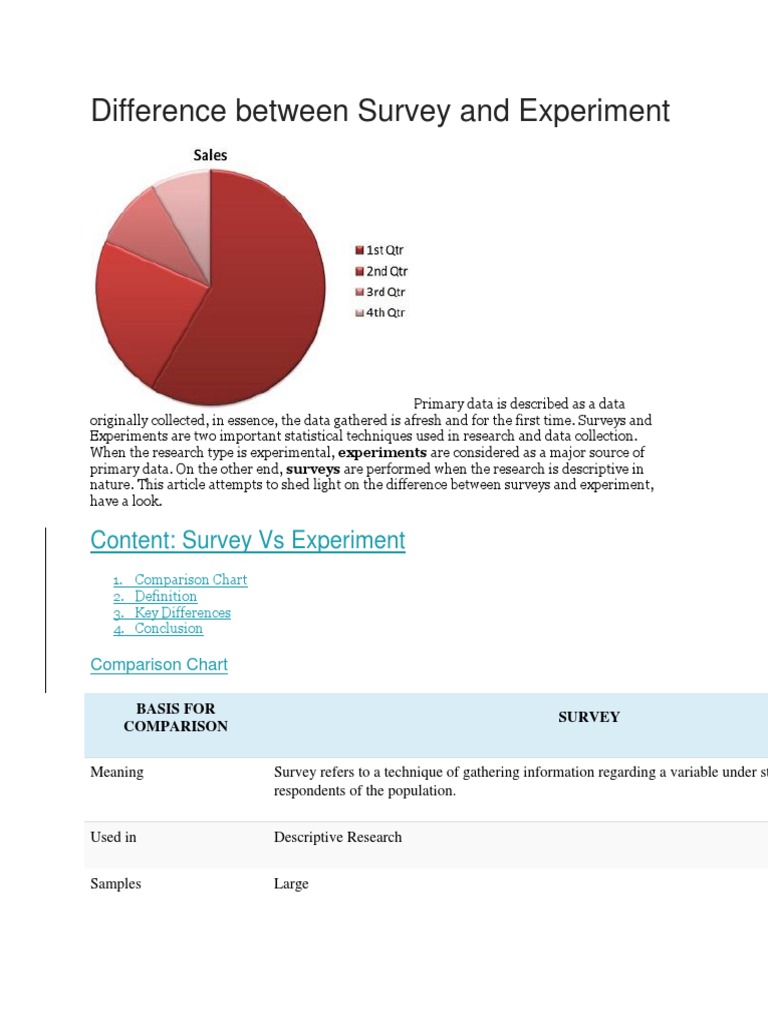 Difference Between Survey and Experiment | PDF | Survey Methodology ...