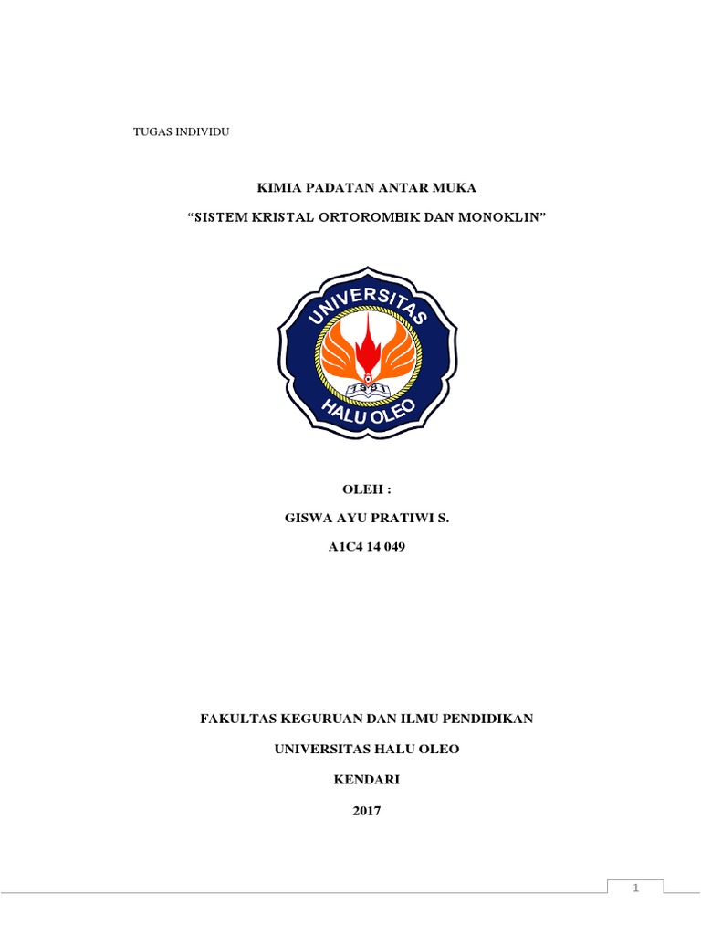 Sistem Kristal Monoklin dan Ortorombik | PDF