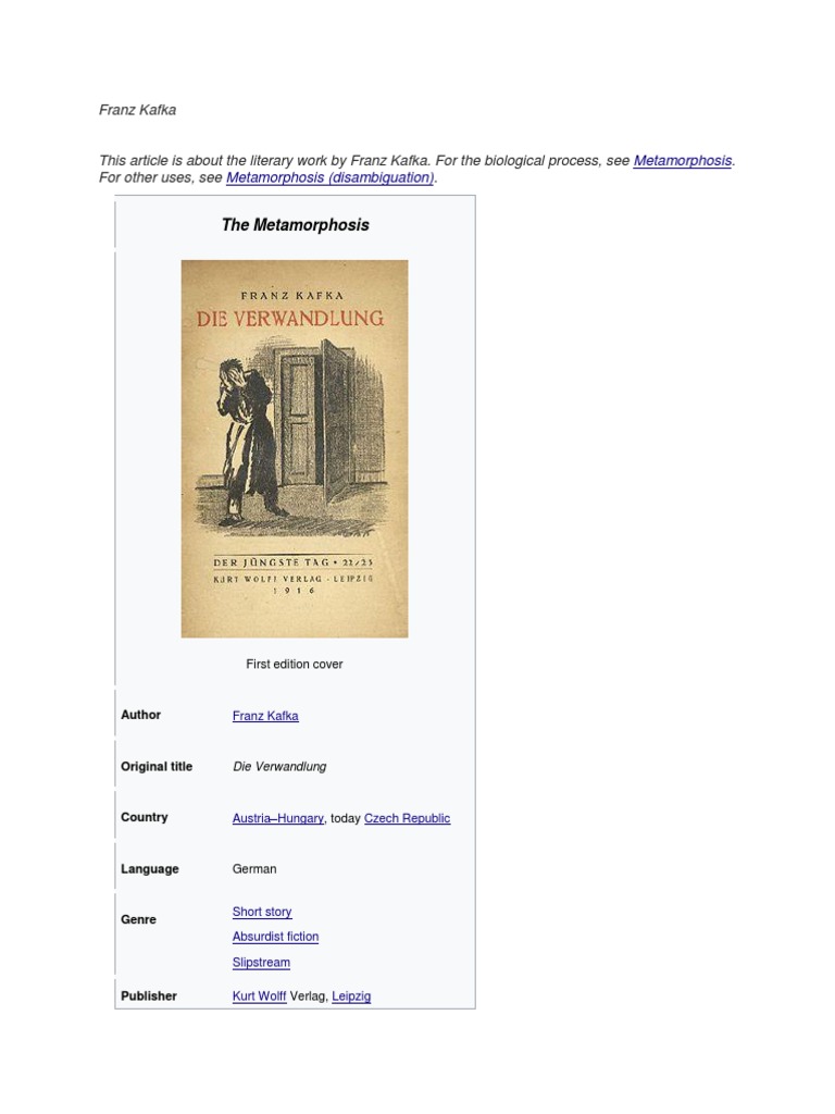 The Metamorphosis: Franz Kafka | PDF | The Metamorphosis | Leisure